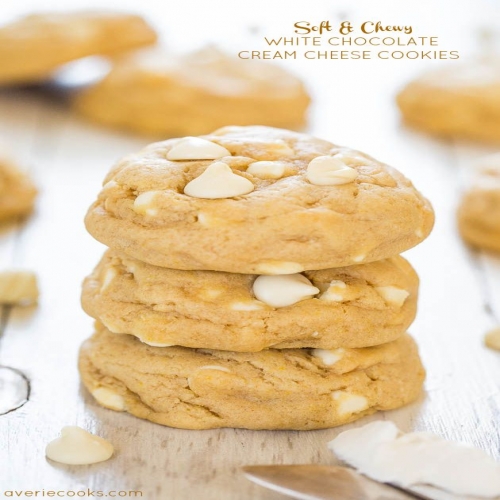 Soft and Chewy White Chocolate Cream Cheese Cookies