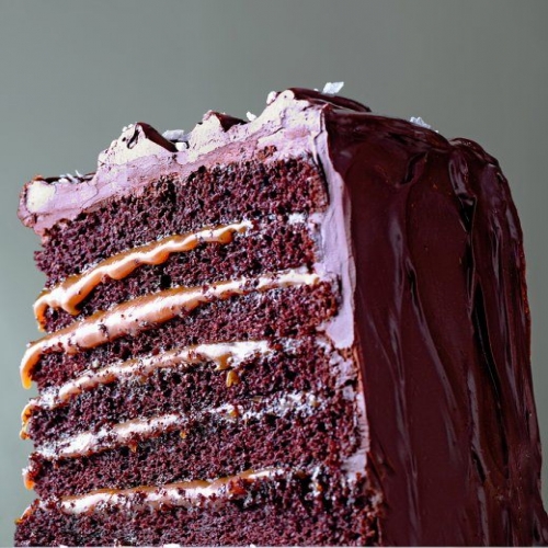 Salted-Caramel Six-Layer Chocolate Cake