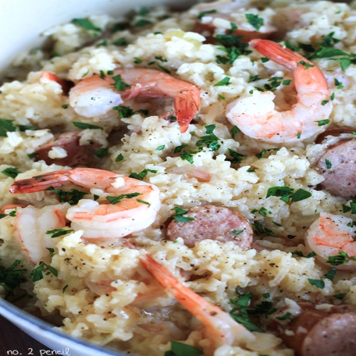 One Pot Sausage and Shrimp with Rice