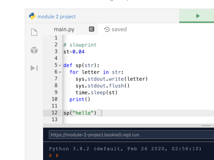 How To Print One Letter At A Time With Python Replit