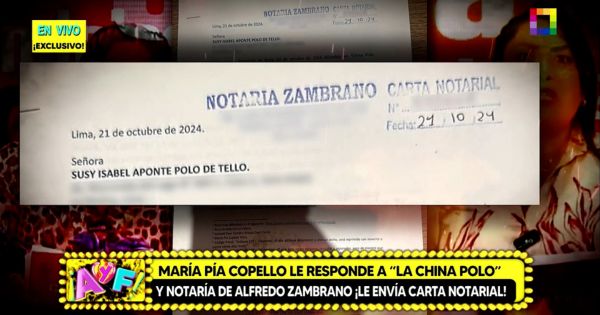 María Pía Copello envía carta notarial a 'La China' Polo: documento fue ... María Pía Copello envía carta notarial a 'La China' Polo: documento fue ...