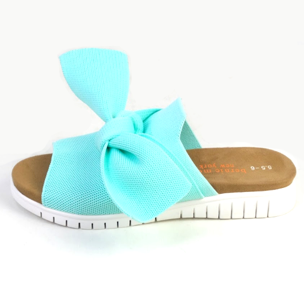 Bernie Mev Knit Slide Sandals with Bow Freesia Aqua | eBay