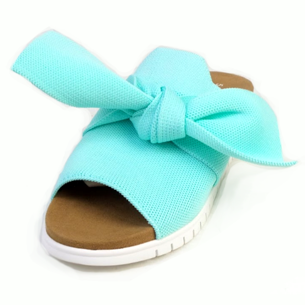Bernie Mev Knit Slide Sandals with Bow Freesia Aqua | eBay