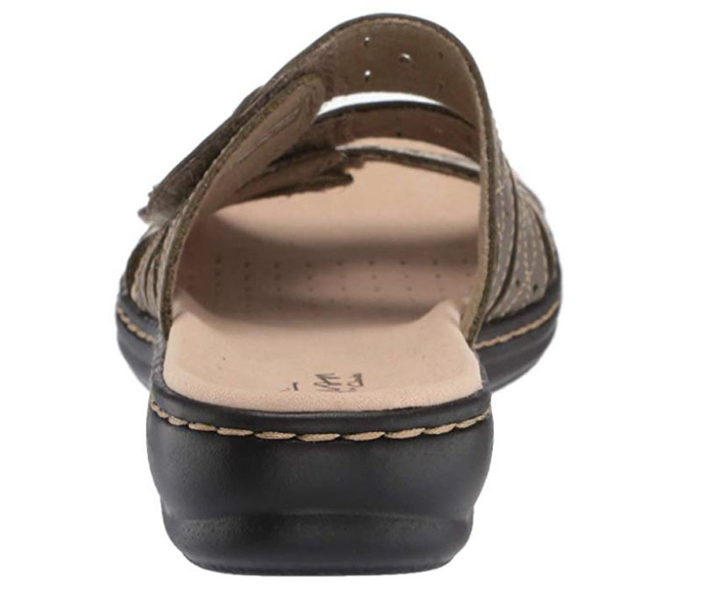 Clarks Collection Leather Strap Slide Sandal Leisa Cacti Olive | Jender