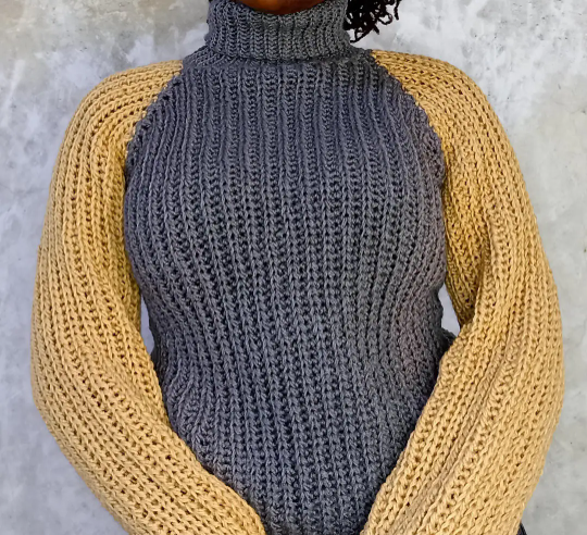 Turtleneck Colourblock Sweater: Crochet pattern | Ribblr Turtleneck Colourblock Sweater: Crochet pattern | Ribblr