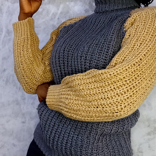 Turtleneck Colourblock Sweater: Crochet pattern | Ribblr Turtleneck Colourblock Sweater: Crochet pattern | Ribblr