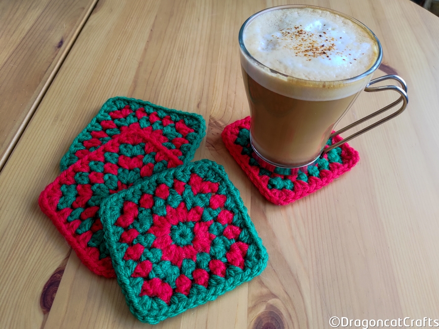 Granny Square Cup Coasters: Crochet pattern | Ribblr