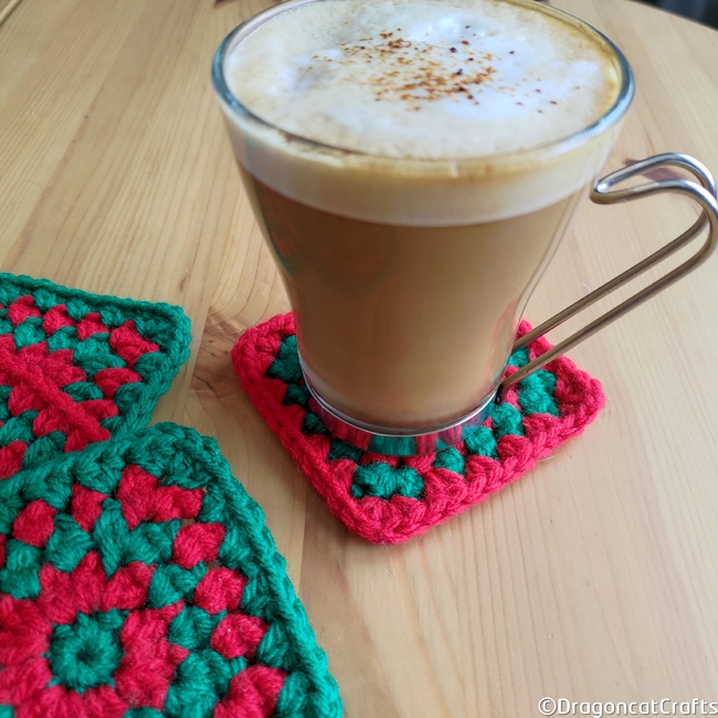 Granny Square Cup Coasters: Crochet pattern | Ribblr