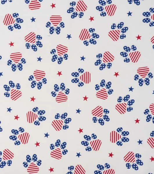 Singer Red And Blue Paw Prints Patriotic Cotton Fabric By Singer Joann