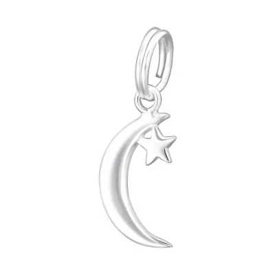 Silver Moon Charm with Split Ring
