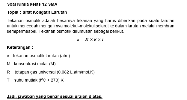 Apa rumus Tekanan osmotik?...