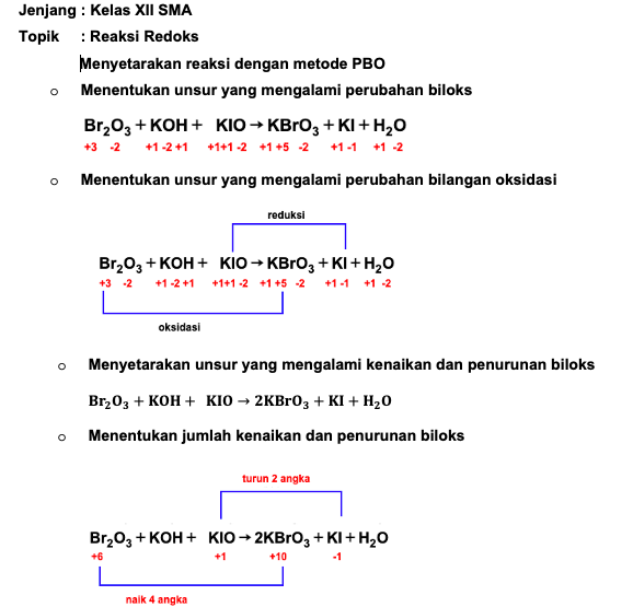 setarakan reaksi redoks berikut Br2O3+KOH+KIO->...