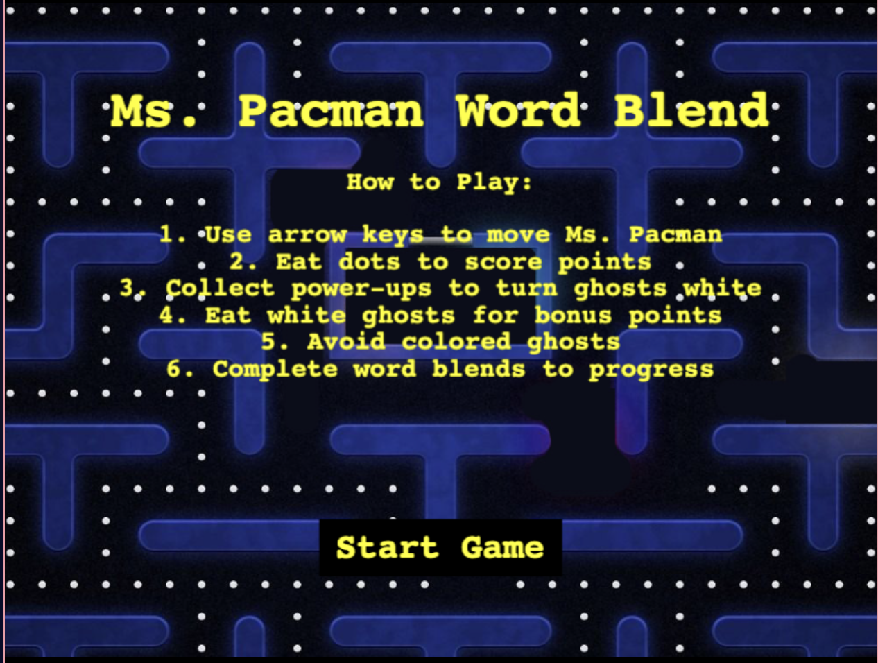 Ms. Pacman Muncher-Revenge of the Blends 🕹️ Rosebud AI Vibe Code Games