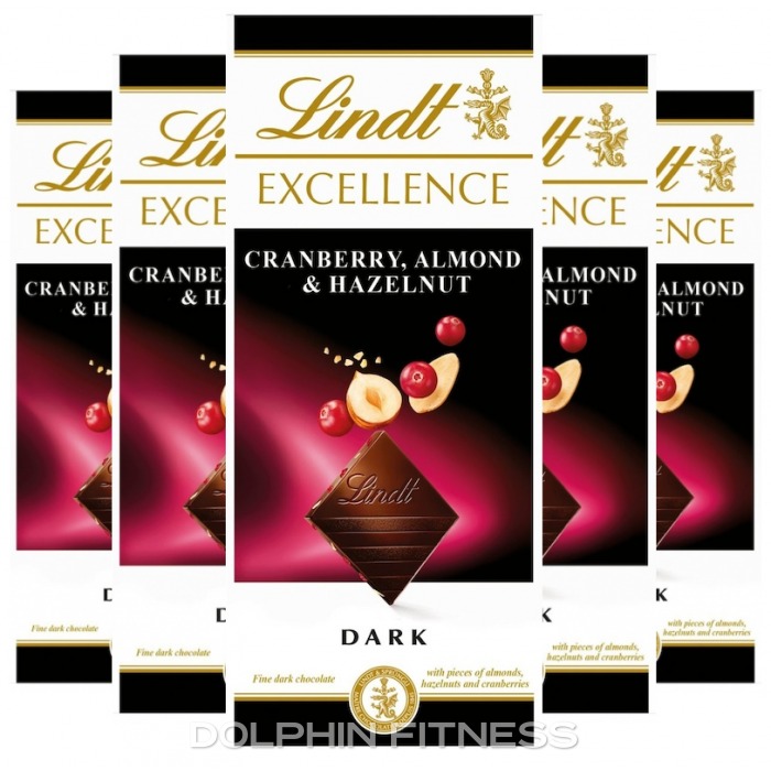 Lindt Excellence Dark Cranberry, Almond & Hazelnut Intense Chocolate 20 ...