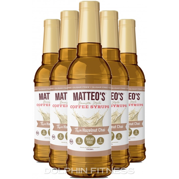 Matteo's Sugar Free Hazelnut Chai Coffee Syrup 6 x 750 ml