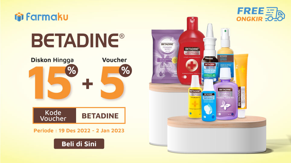 Betadine Antiseptik, Diskon Hingga 15% +5% | Farmaku