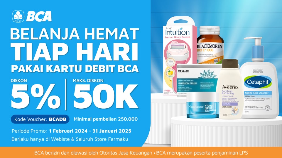 Diskon 5% Kartu Debit BCA, Setiap Pembelian di Website, Aplikasi, dan Seluruh Store Farmaku ...