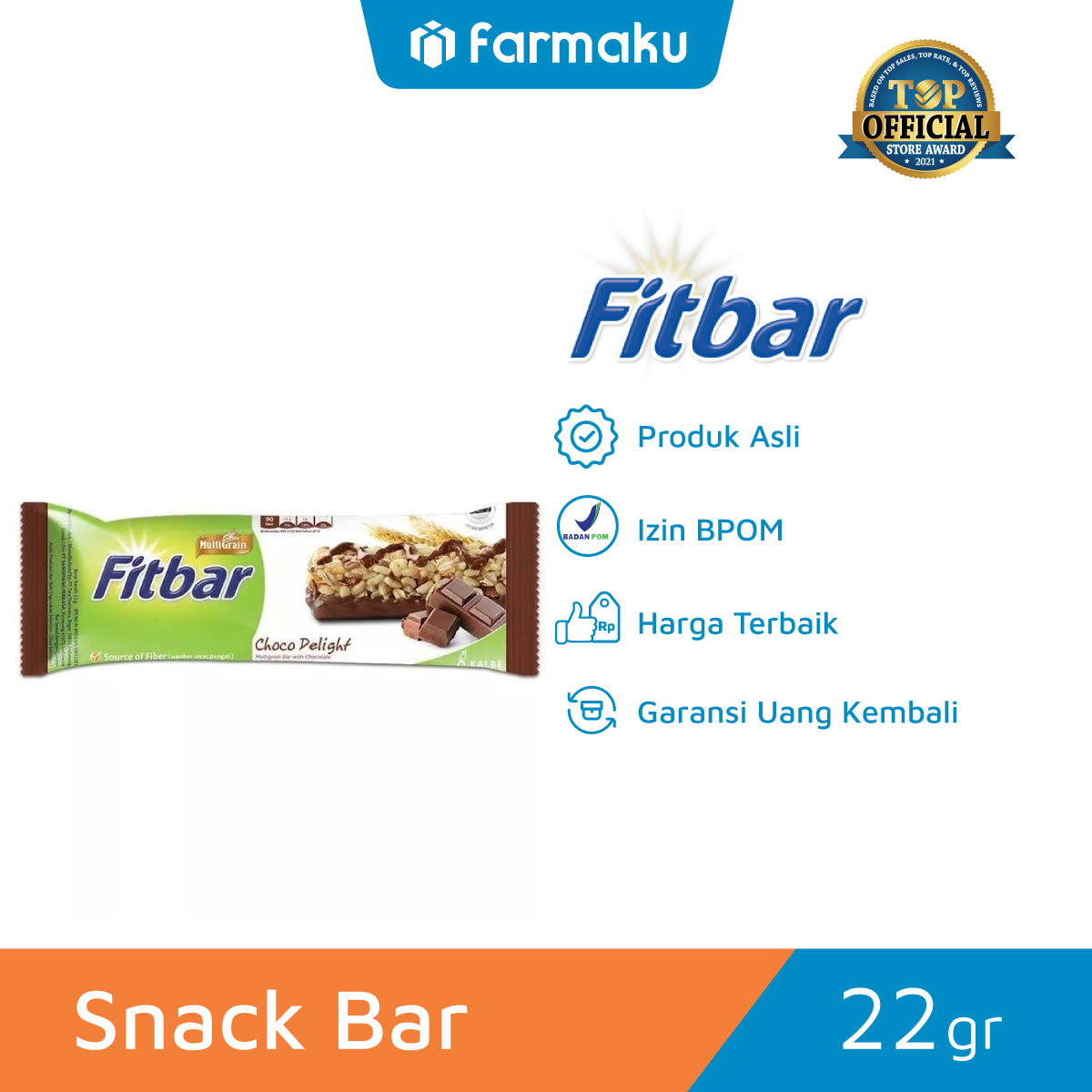 Fitbar Choco Delight Multigrain Bar 22 gr | Farmaku