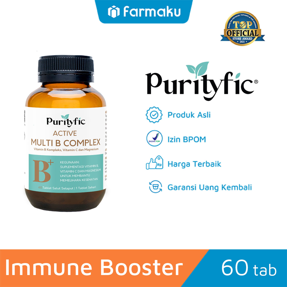 Purityfic Active Multi B Complex 60 Tablet | Farmaku