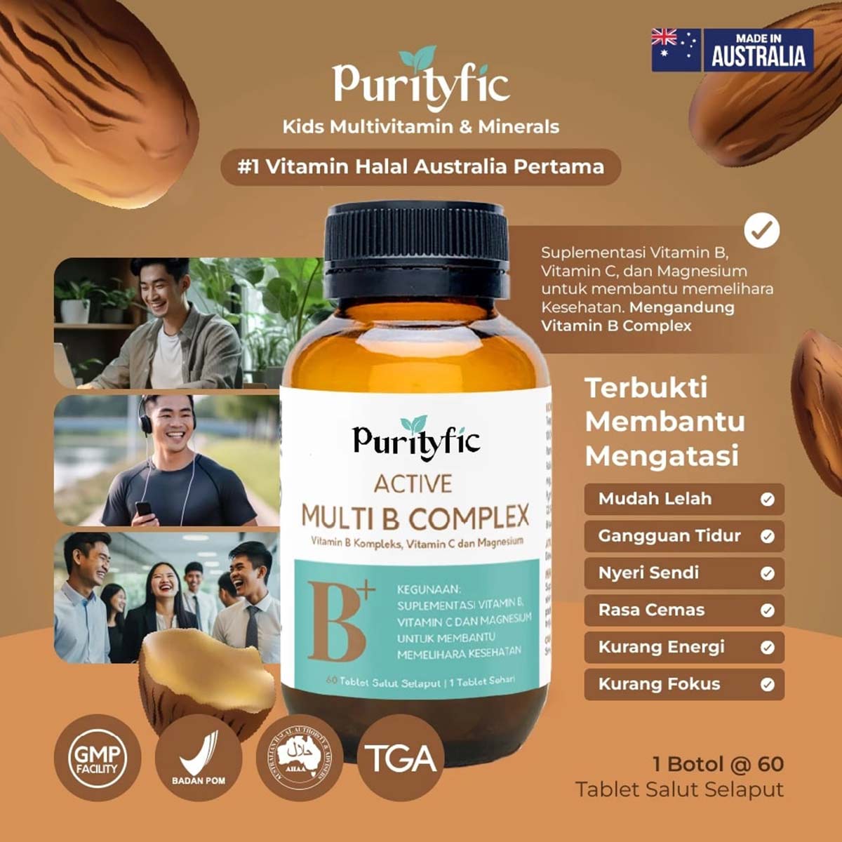 Purityfic Active Multi B Complex 60 Tablet | Farmaku