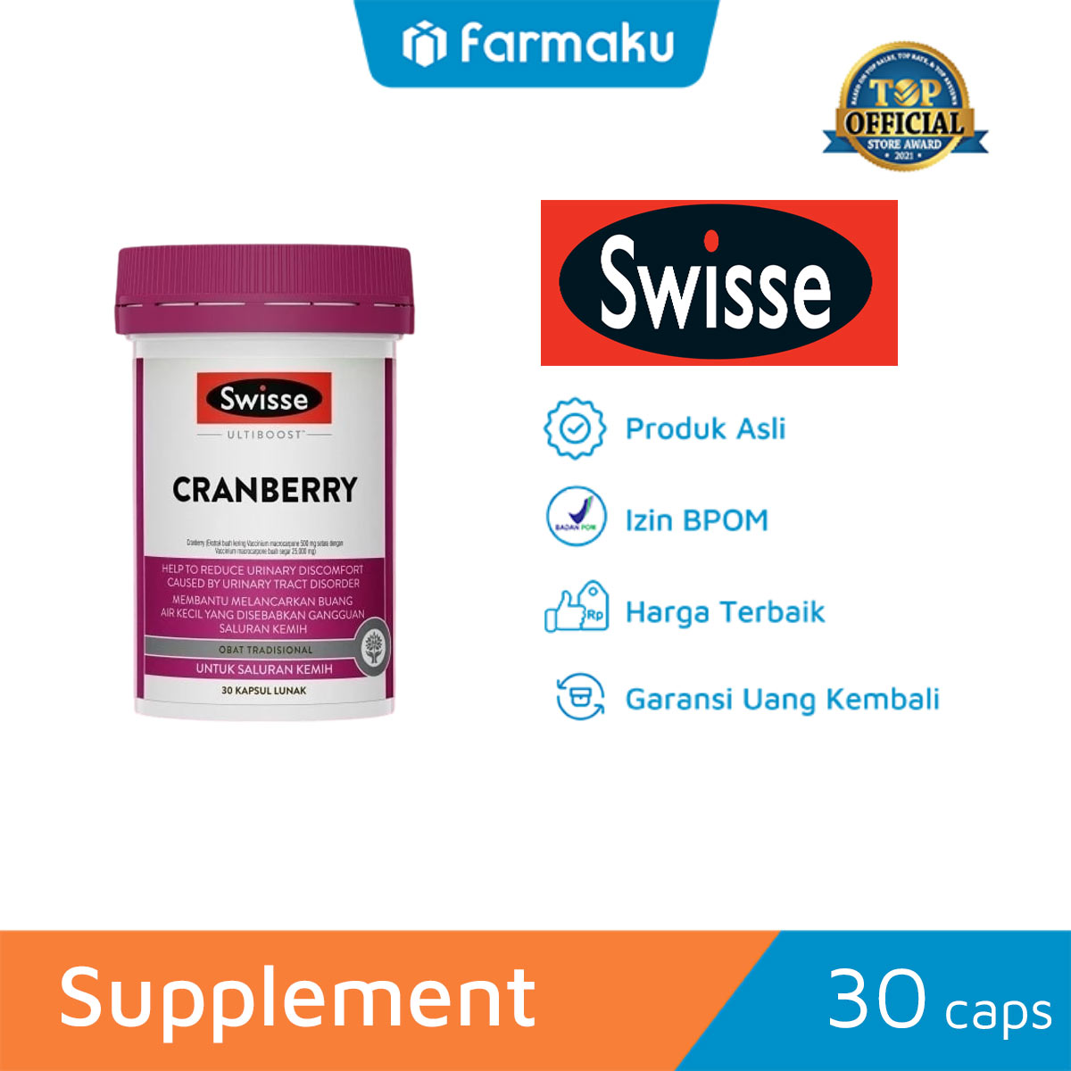 Swisse Ultiboost Cranberry 30 Kapsul Lunak | Farmaku Swisse Ultiboost Cranberry 30 Kapsul Lunak | Farmaku