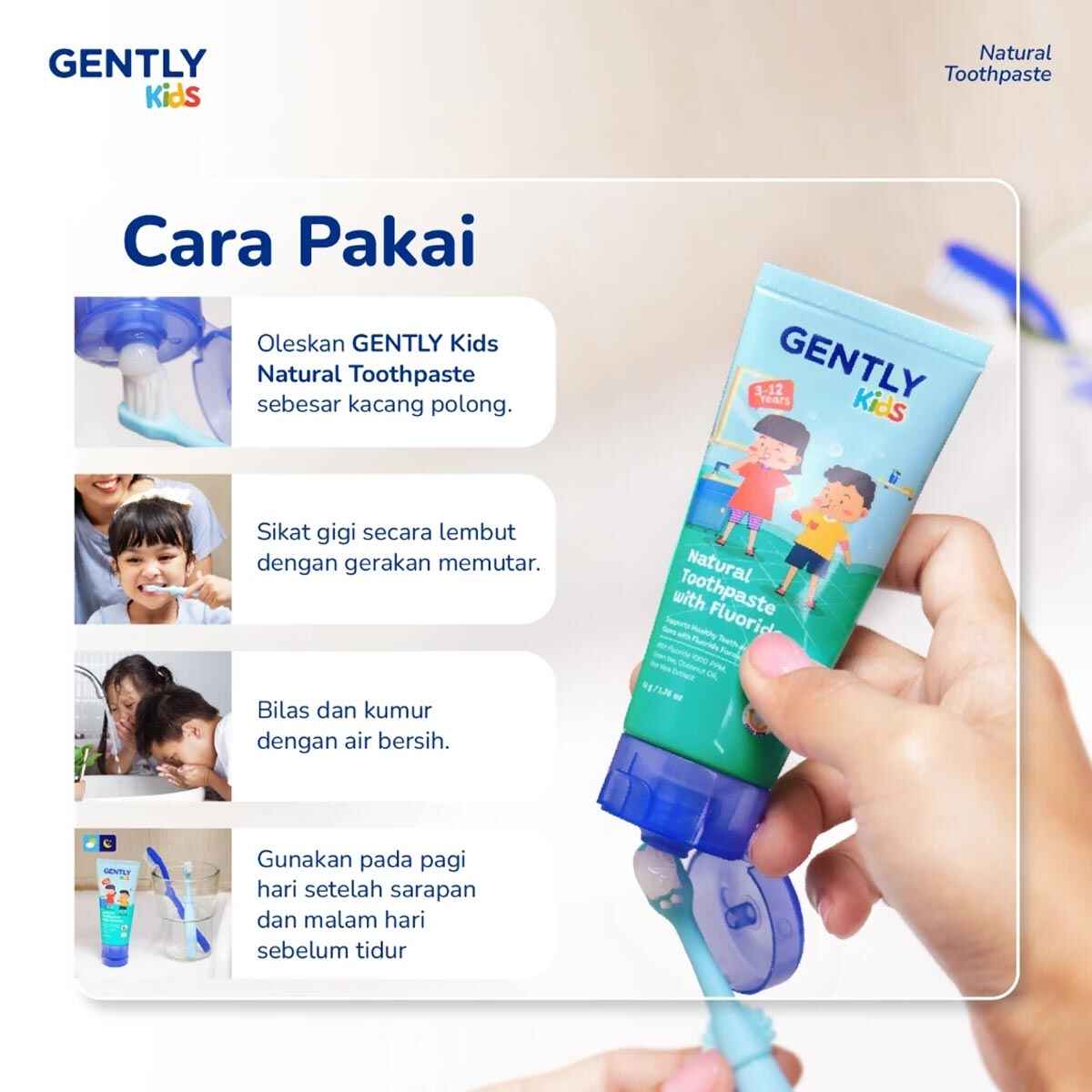 Gently Kids Natural Toothpaste with Fluoride Lychee Tube 50 gr | Farmaku