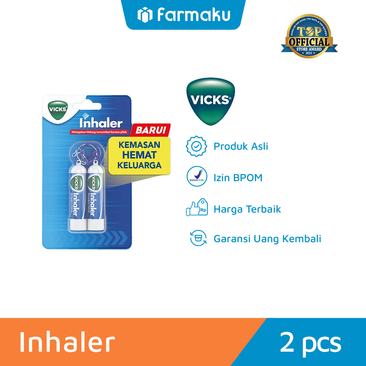 Twin Pack Vicks Inhaler Isi 2 Pieces 0.5 ml | Farmaku