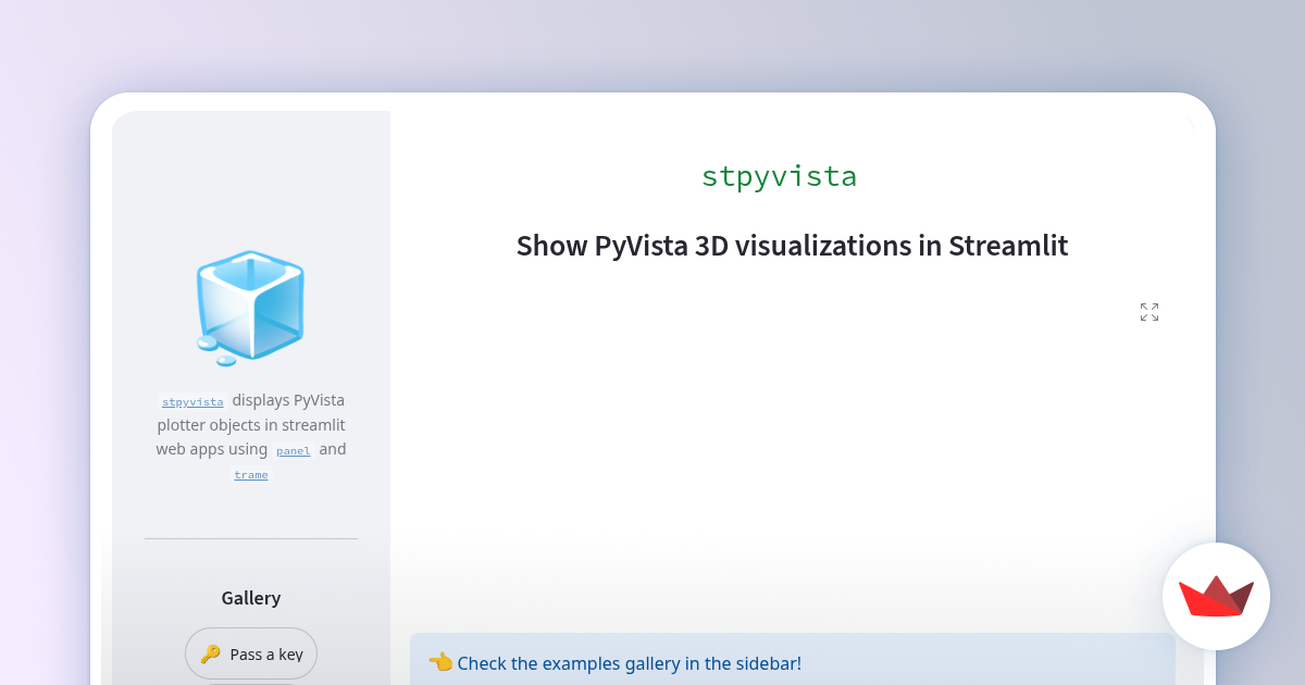 stpyvista · Show 3D visualizations from PyVista in Streamlit