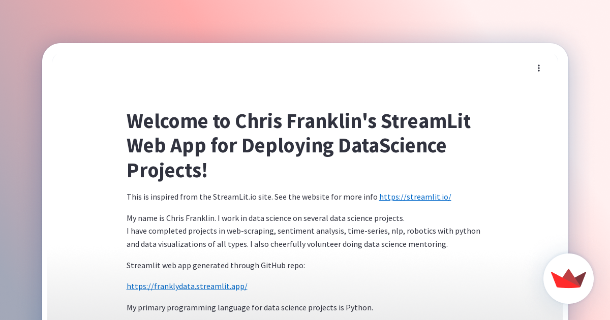 stream_app · Streamlit stream_app · Streamlit