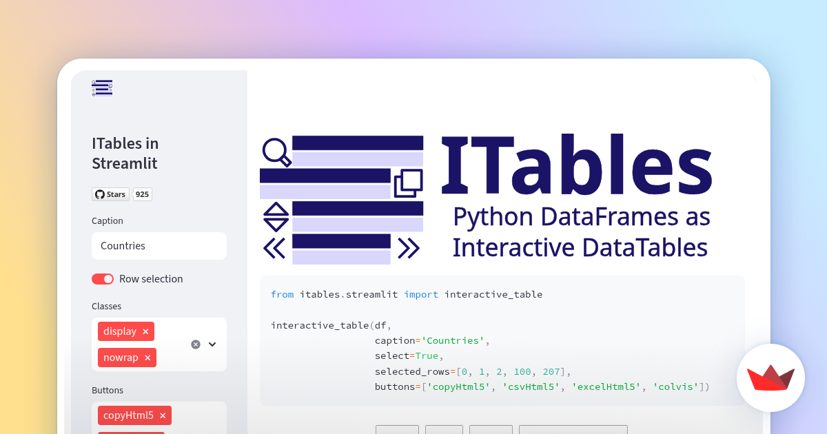 ITables in Streamlit