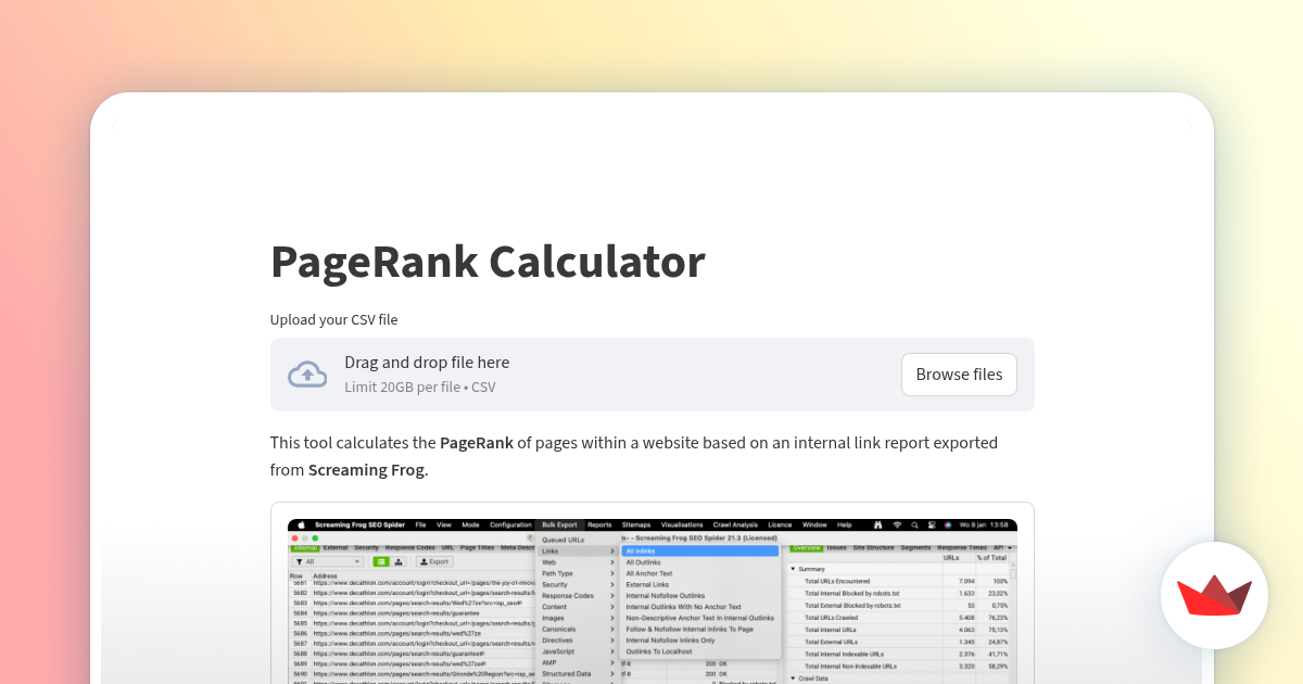 SEO PageRank Calculator | made by OrangeValley