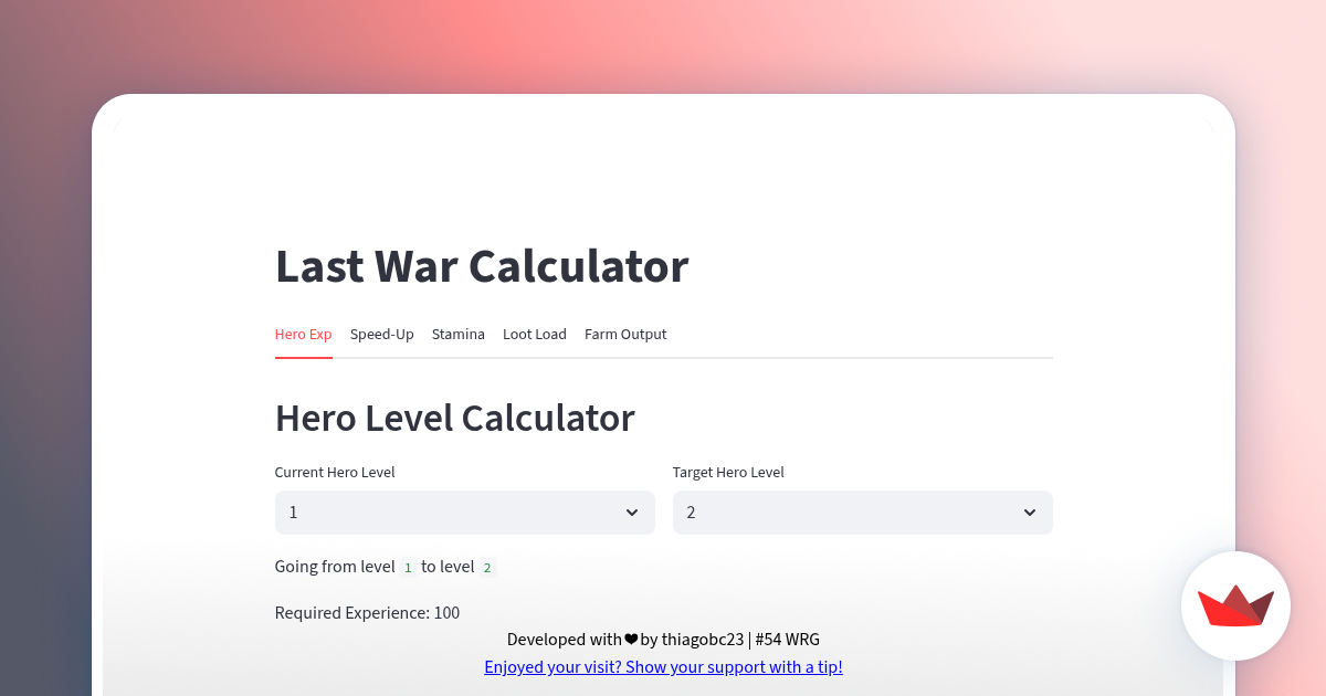 Last War Calculator