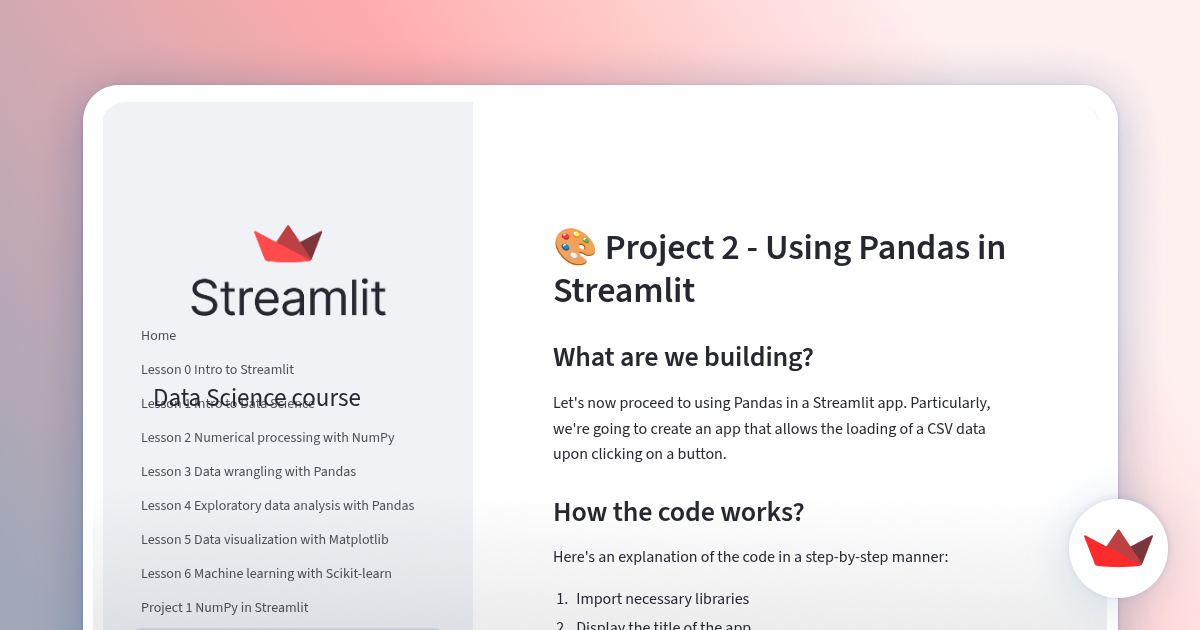 Project 2 - Using Pandas in Streamlit