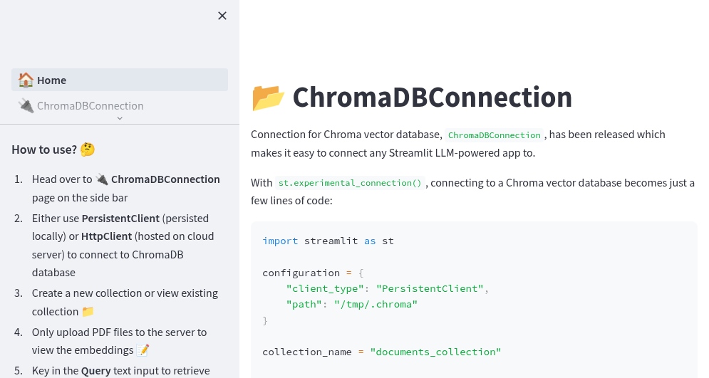 ChromaDBConnection Homepage