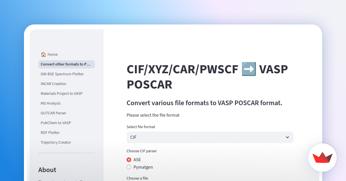 CIF/XYZ/CAR/PWSCF ️ VASP POSCAR