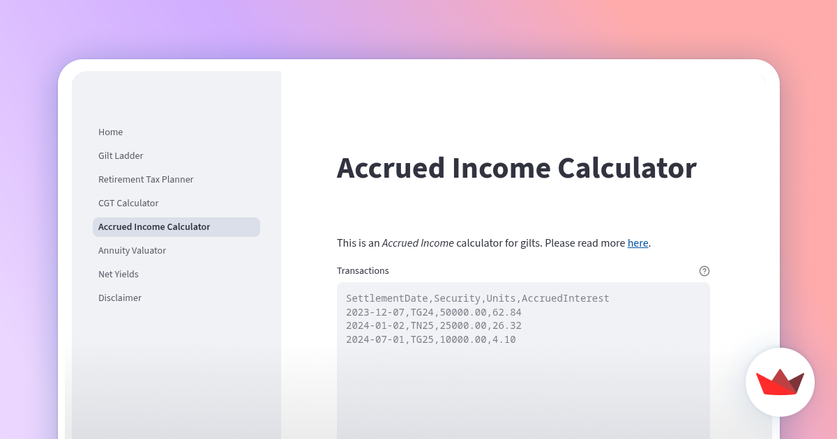 Accrued Income Calculator