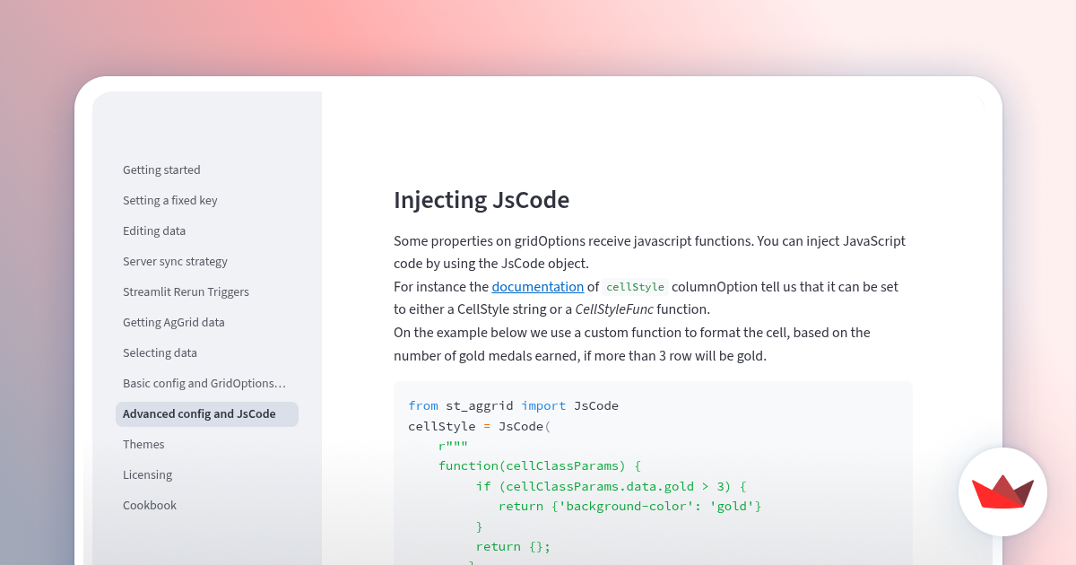 Advanced config and JsCode