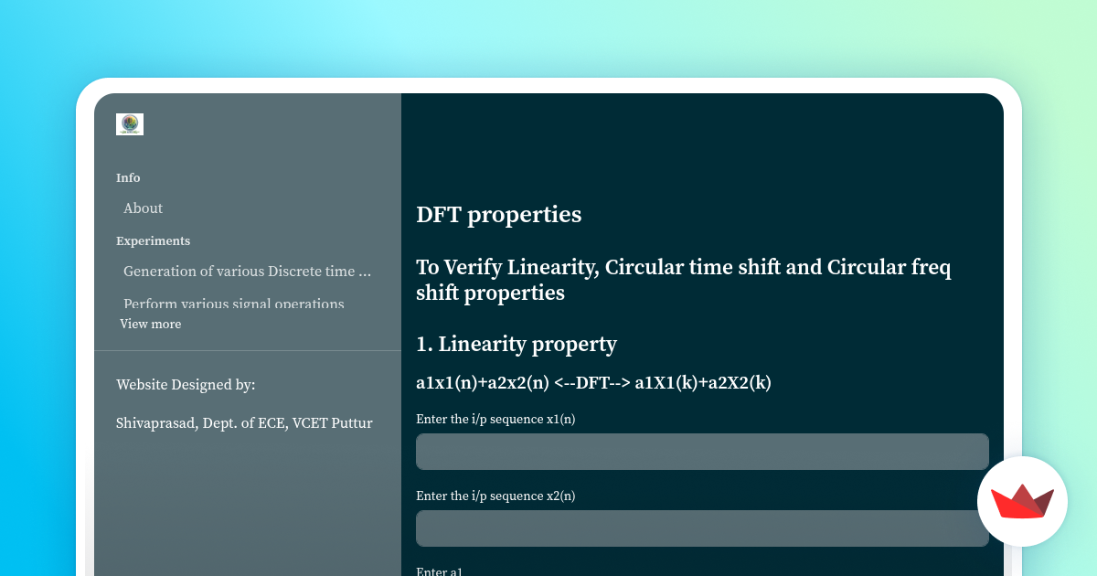 Determine Linearity, Circular time shift property & Circular frequency ...