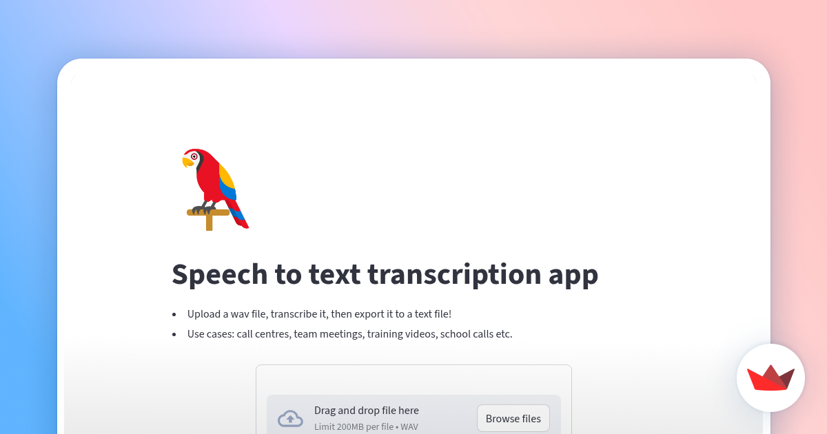 Speech to Text Transcription App