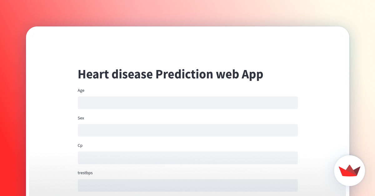 Heart disease prediction web app Streamlit