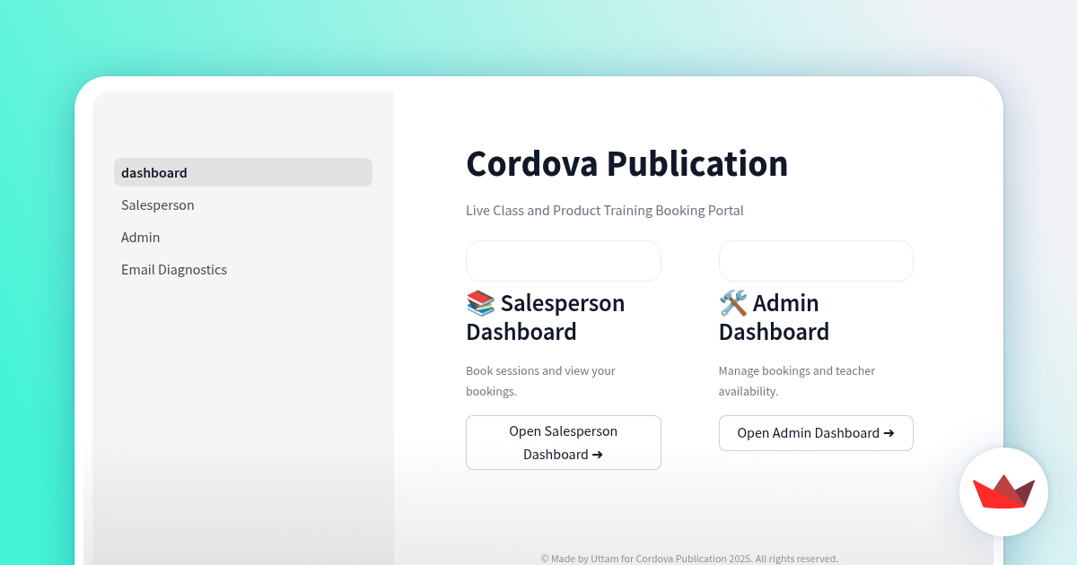 Cordova Publication — Dashboard