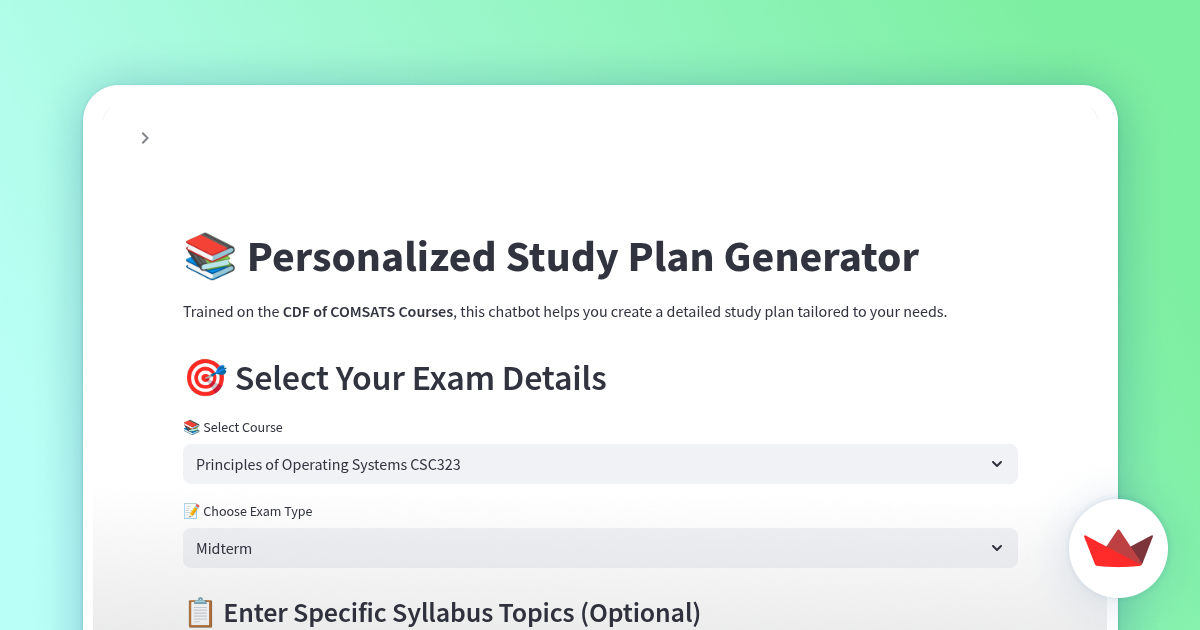 Personalized Study Plan Generator