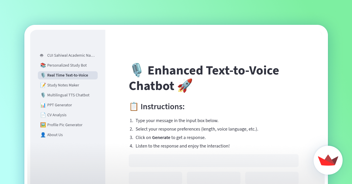 Enhanced Text-to-Voice Chatbot