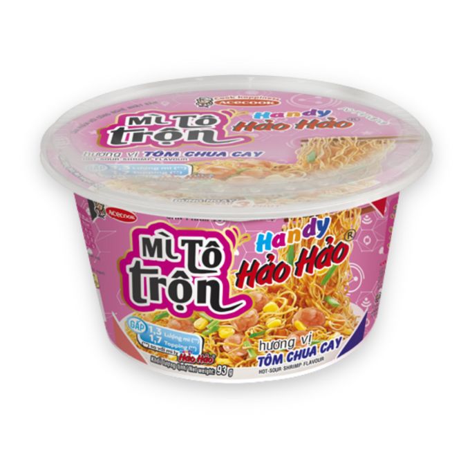 Mì tô trộn handy Hảo Hảo hương vị tôm chua cay Acecook tô 93g