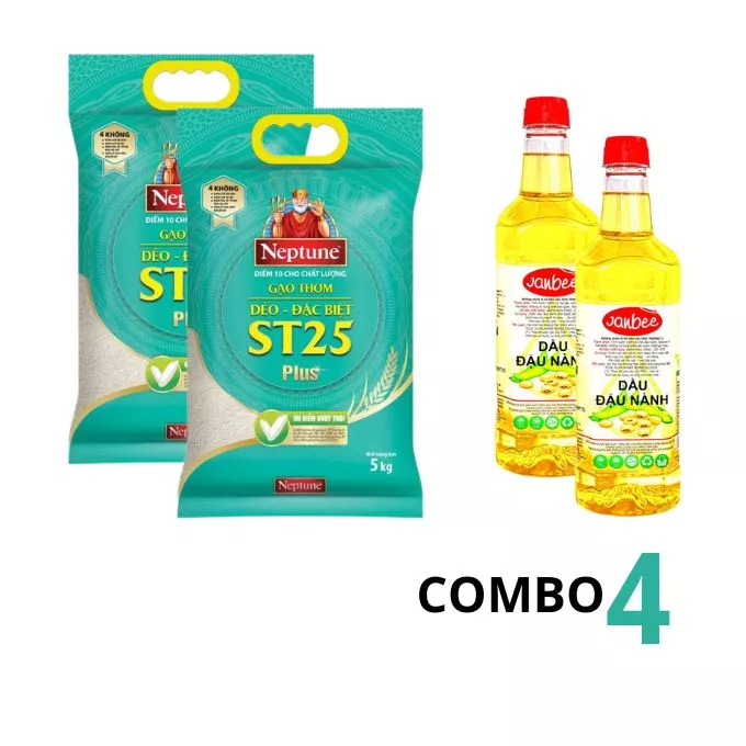 Combo 2 bao gạo Neptune ST25 5kg và 2 chai dầu Janbee 1L - Chuỗi siêu ...
