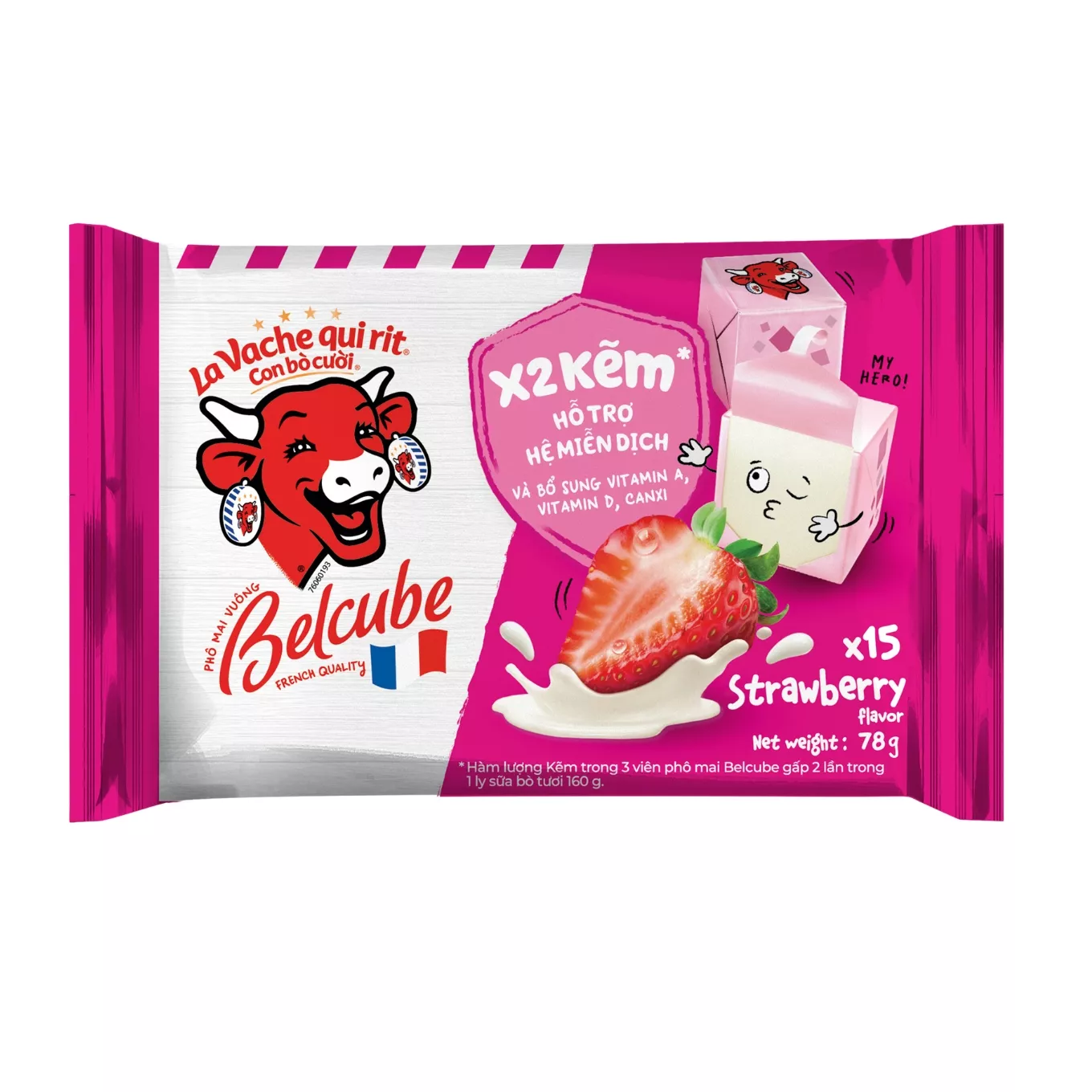 Phô mai vuông vị dâu Belcube gói 15 viên 78g (1 Gói) - Chuỗi siêu thị ...