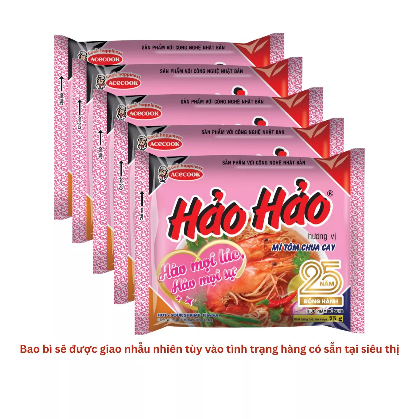 Combo 5 gói mì ăn liền Hảo Hảo tôm chua cay Acecook 75g (5 Gói) - Chuỗi ...