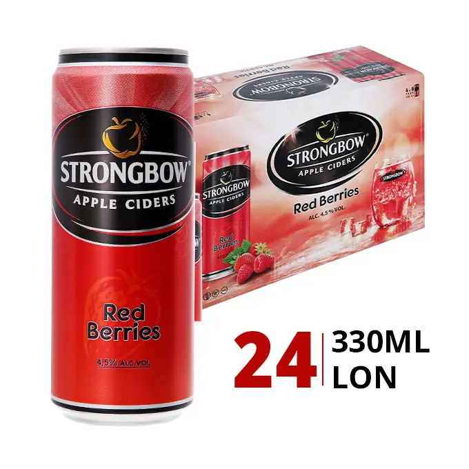 Thùng nước táo lên men hương dâu 4.5% Strongbow lon 320ml (24 Lon ...