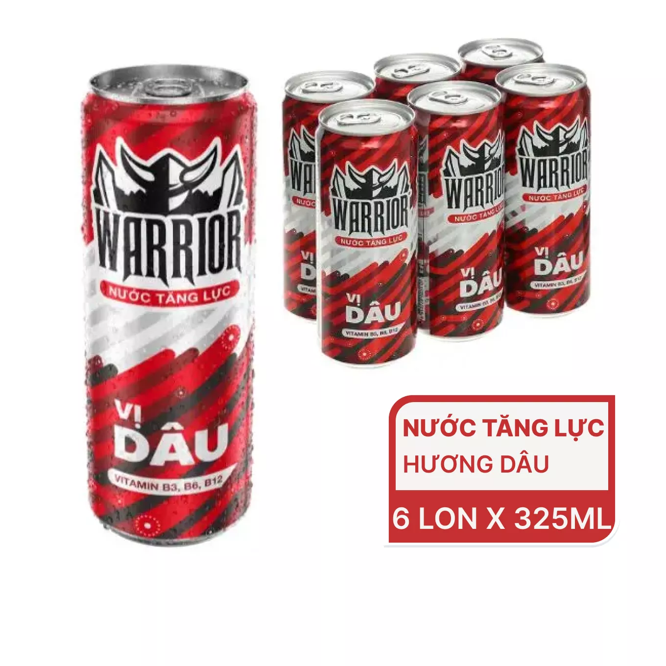 Lốc 6 lon nước tăng lực Warrior hương dâu 325ml - Chuỗi siêu thị thực ...