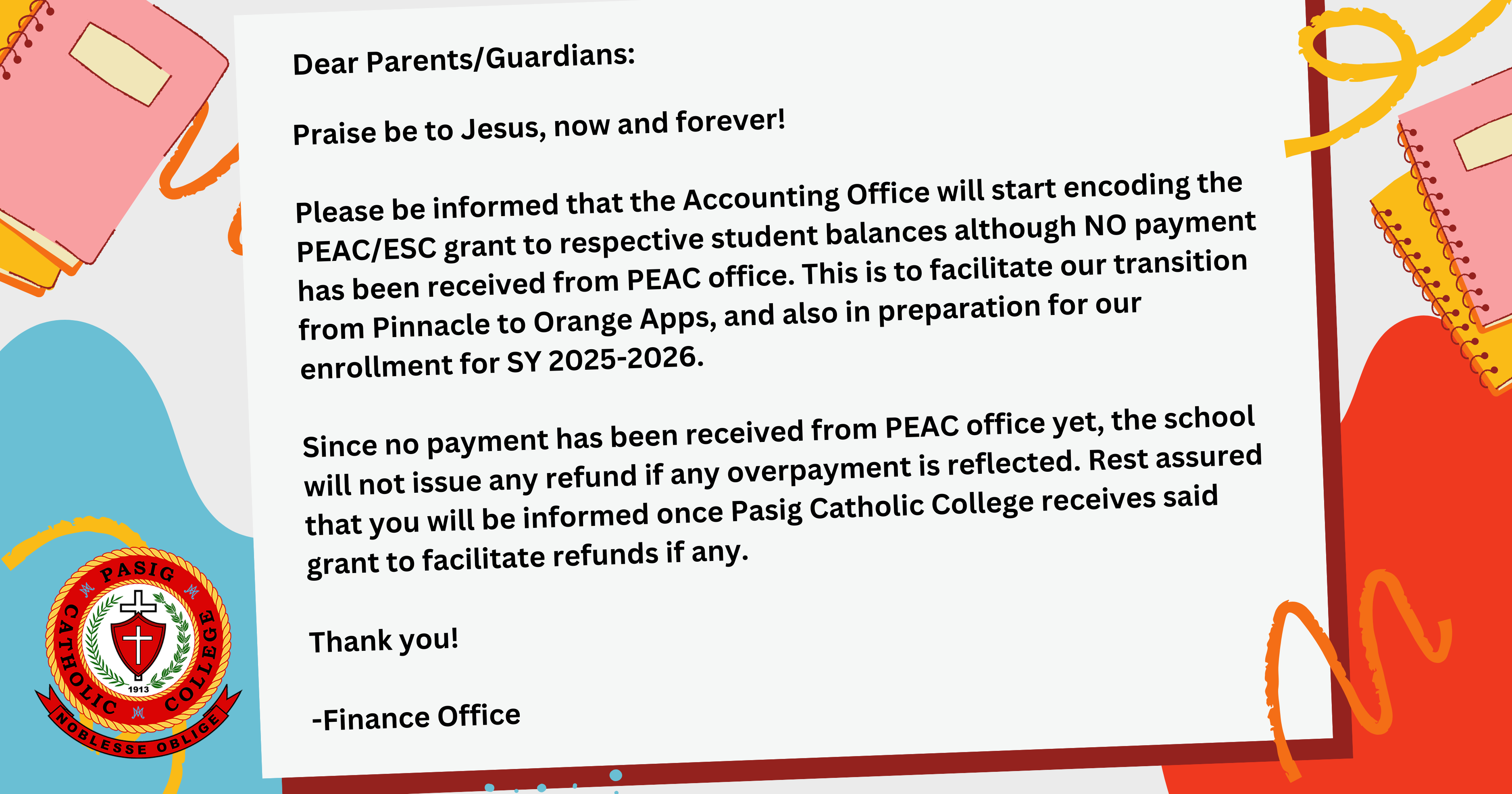 Pasig Catholic College Logo Catholic College Receives $8.5 Million